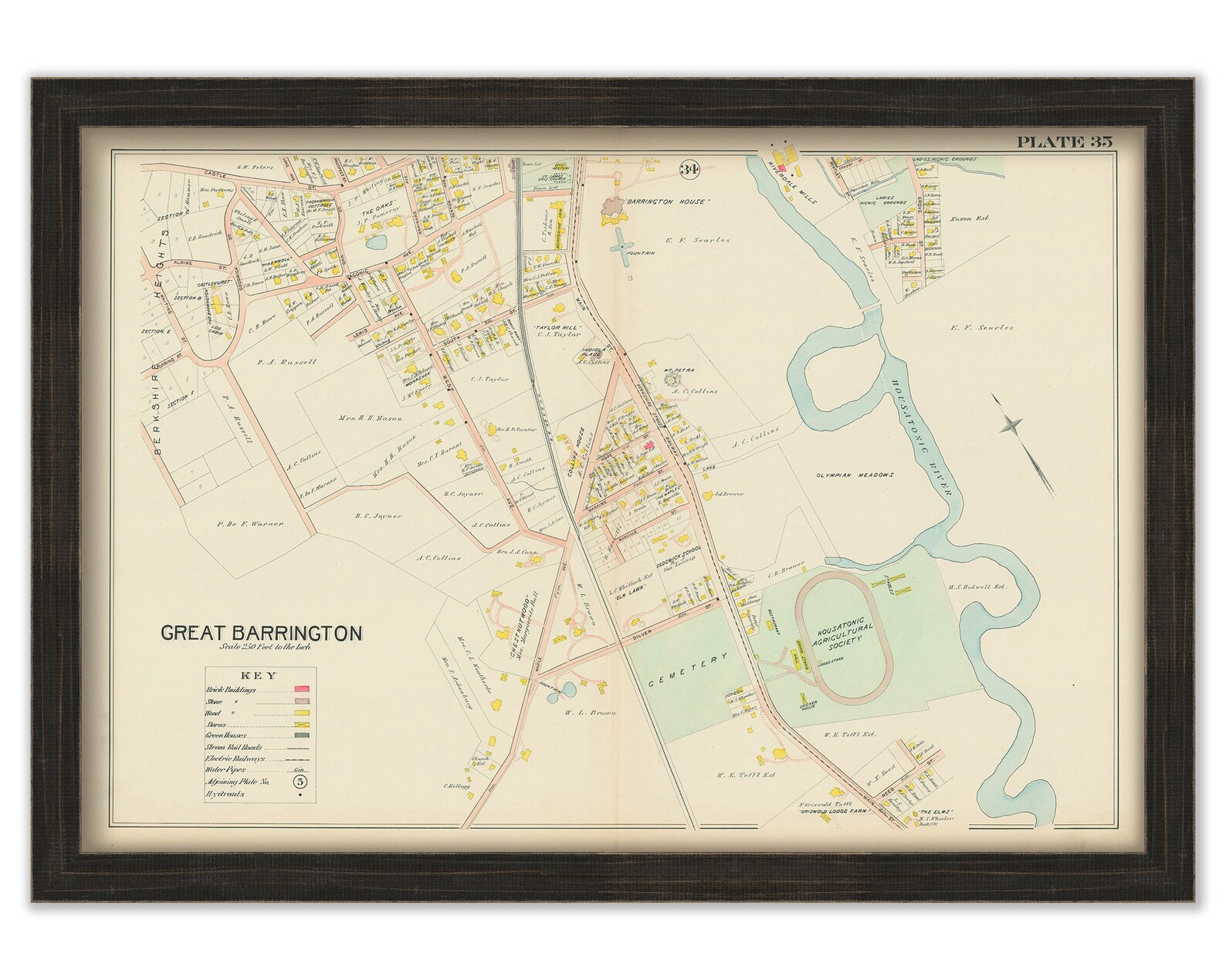 Village of GREAT BARRINGTON Massachusetts 1904 Map Replica | Etsy