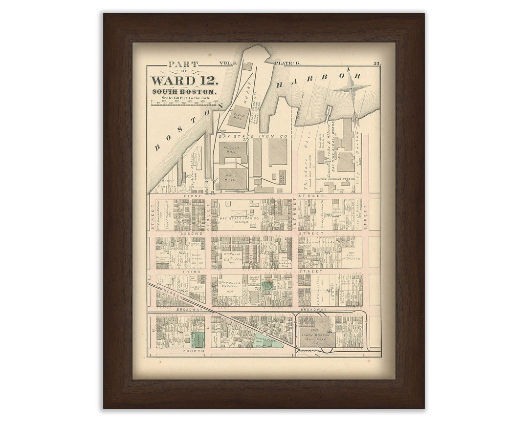 Map of Part of South Boston - 1874 Ward 12 Plate G - 0088 - Etsy