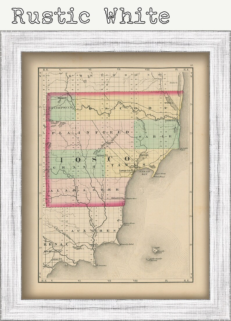 IOSCO COUNTY, Michigan 1873 Map - Replica or Genuine Original - Etsy