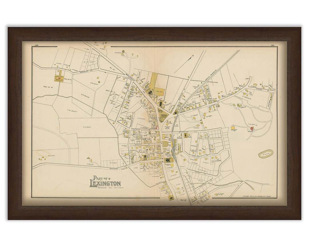 LEXINGTON, Massachusetts 1889 Map - Replica or Genuine ORIGINAL - Etsy