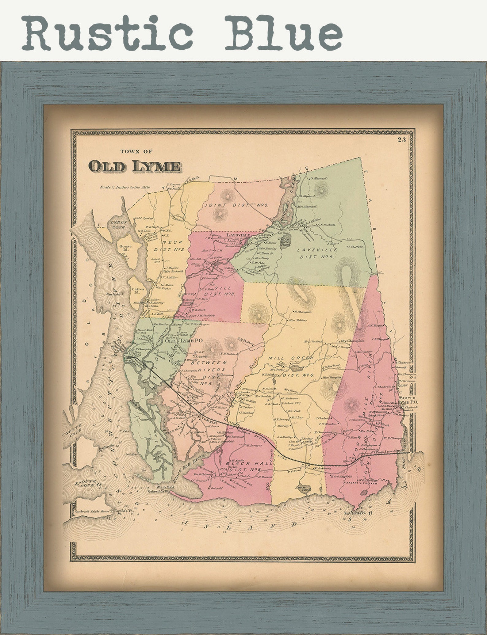 OLD LYME, Connecticut, 1868 Map - Etsy