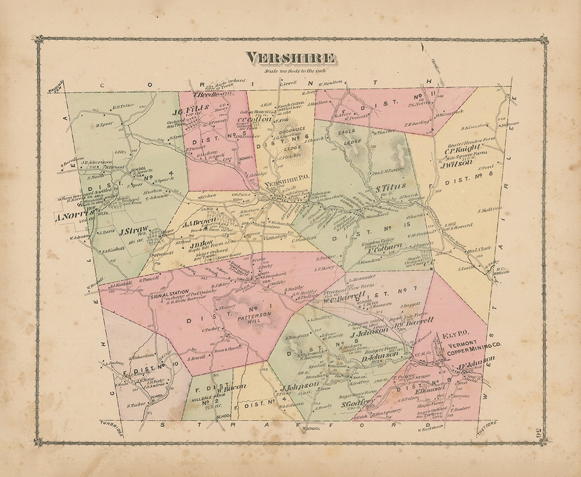 VERSHIRE Vermont 1877 Map Replica or Genuine ORIGINAL | Etsy