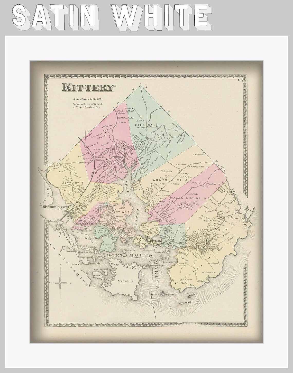 Town of KITTERY, Maine 1872 Map - Etsy