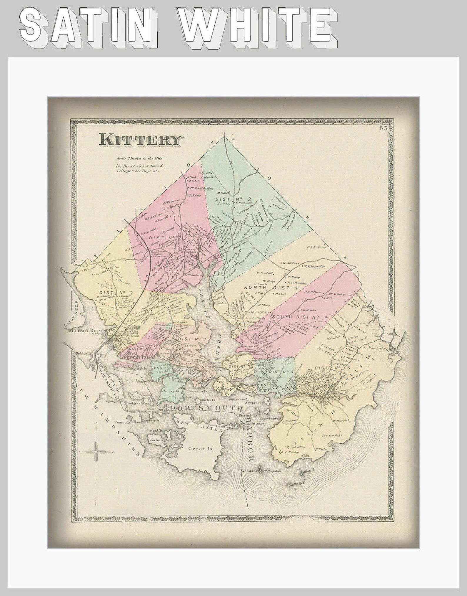 Town of KITTERY Maine 1872 Map - Etsy