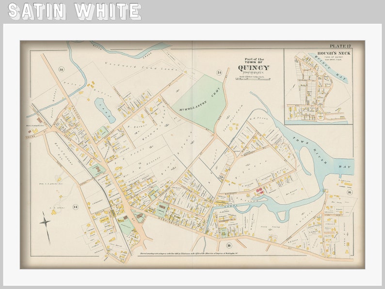 Town of QUINCY, Massachusetts 1888 Map - Etsy
