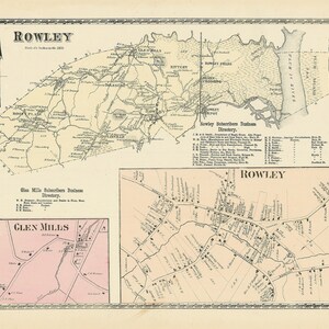 ROWLEY, Massachusetts 1872 Map - Replica or Genuine ORIGINAL - Etsy