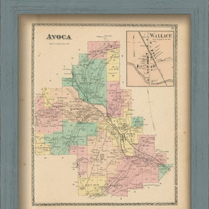 AVOCA, New York 1873 Map, Replica or Genuine ORIGINAL - Etsy