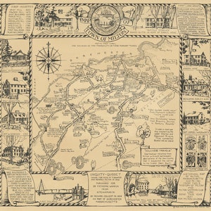 MILTON, Massachusetts - 1937 Historical/pictorial Map - Etsy