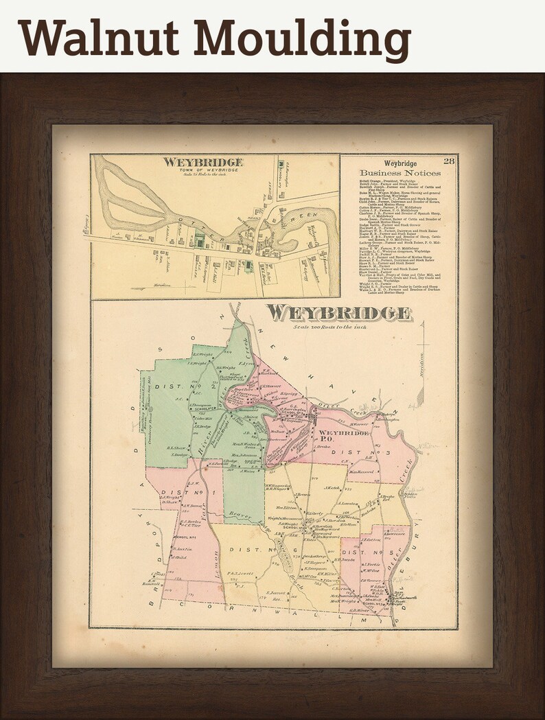 WEYBRIDGE Vermont 1871 Map | Etsy