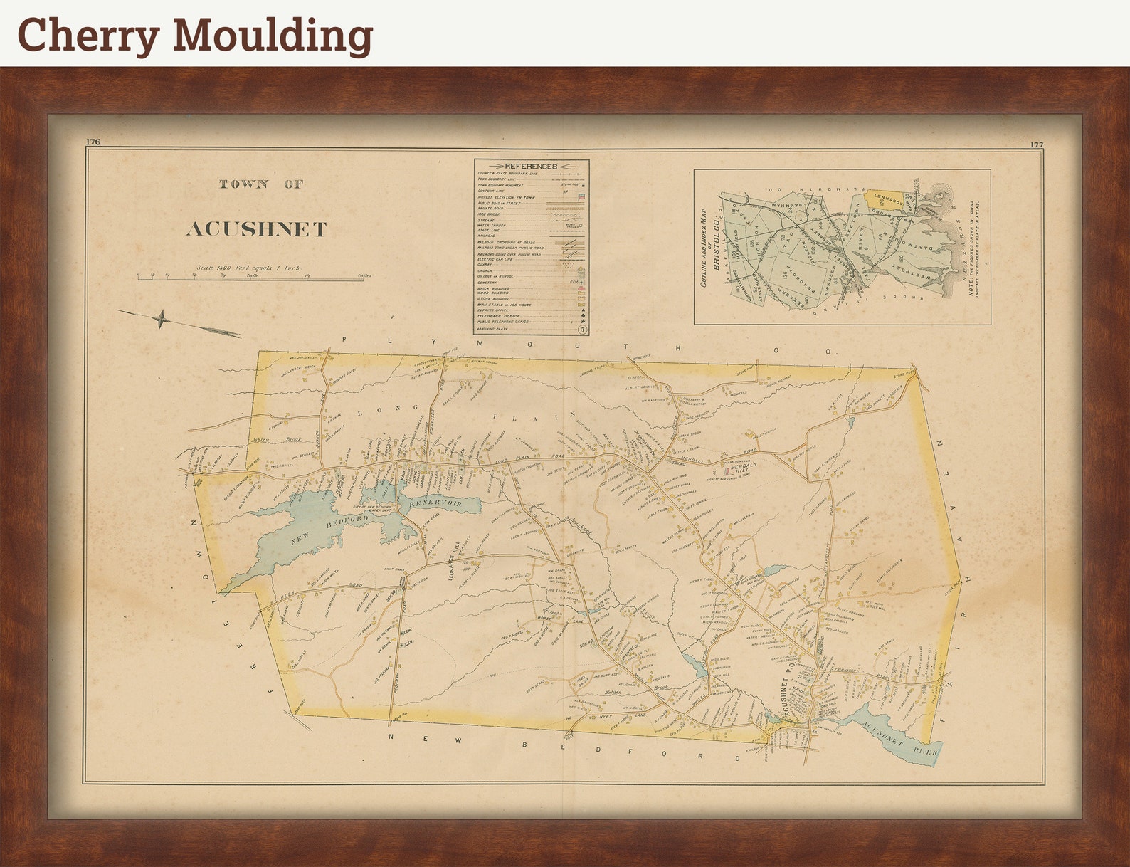 ACUSHNET Massachusetts 1895 Map Replica or GENUINE Original - Etsy