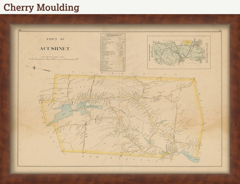ACUSHNET Massachusetts 1895 Map Replica or GENUINE Original - Etsy