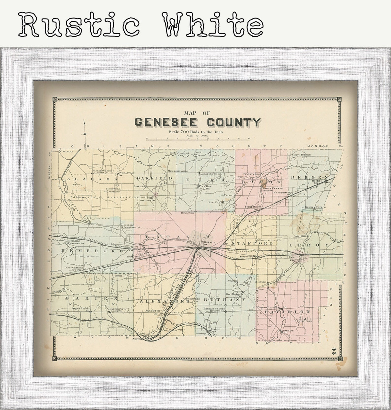 GENESEE COUNTY, New York 1866 Map - Etsy