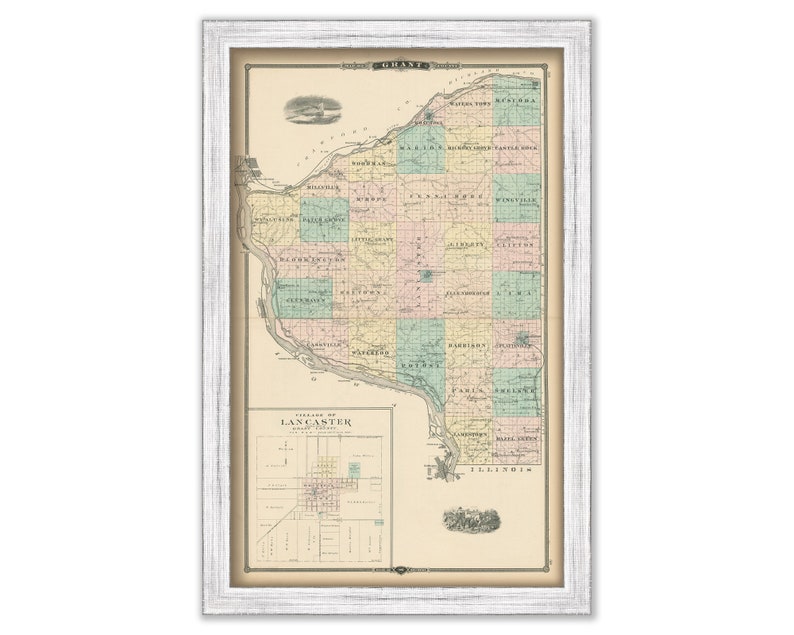 GRANT COUNTY Wisconsin 1878 Map Replica or Genuine Original | Etsy