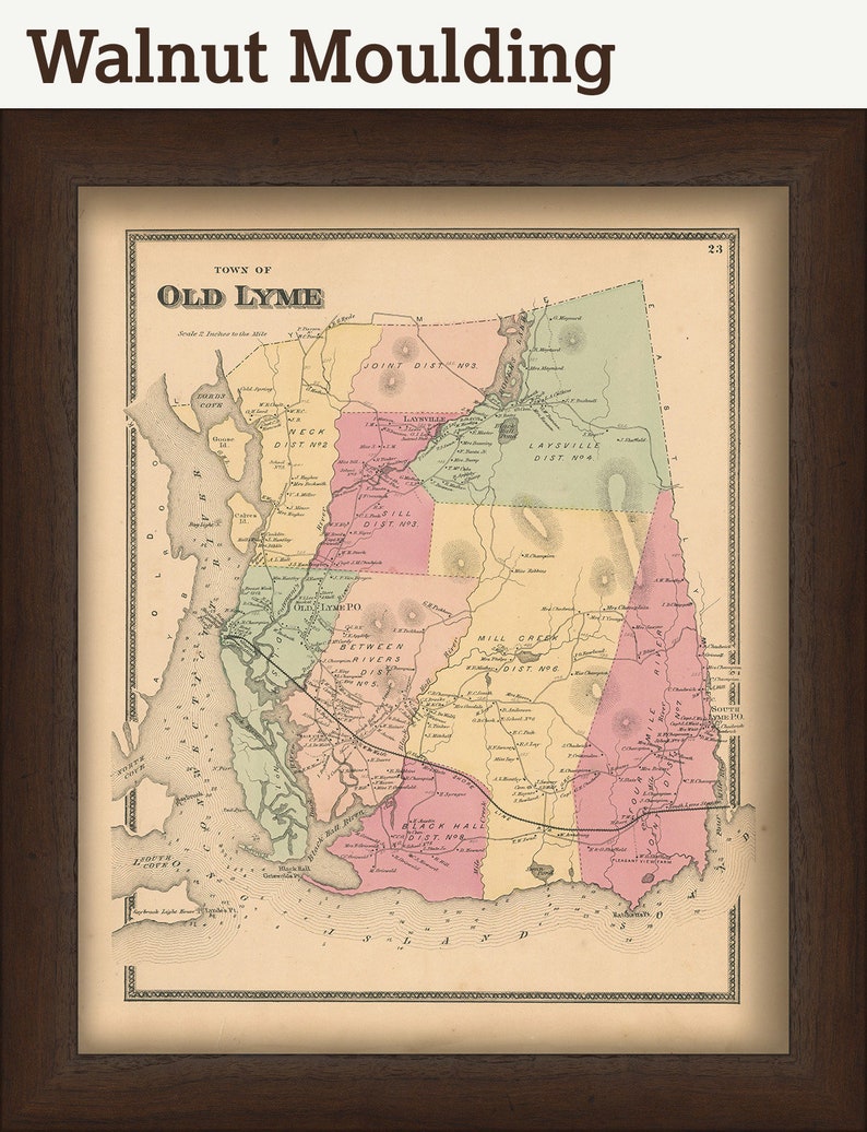 OLD LYME, Connecticut, 1868 Map - Etsy