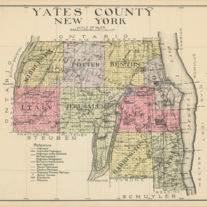 YATES County, New York 1912 Map, Replica or GENUINE ORIGINAL - Etsy