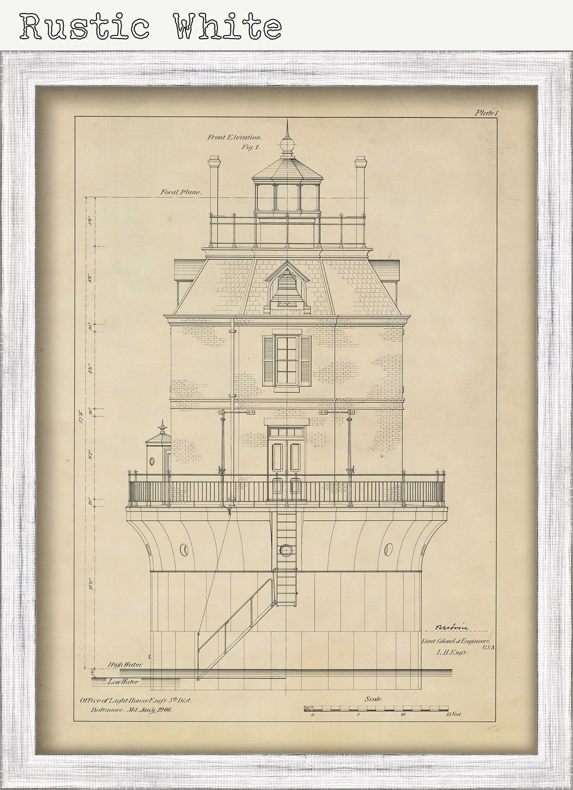 BALTIMORE HARBOR LIGHTHOUSE, Baltimore, Maryland - Drawing and Plan of ...