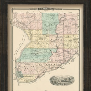 CRAWFORD COUNTY, Wisconsin 1878 Map, Replica or Genuine Original - Etsy