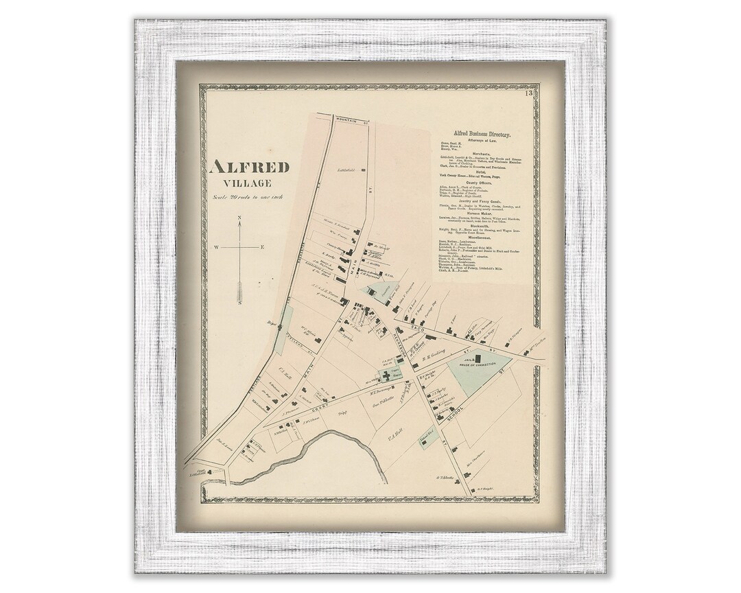 Village of ALFRED, Maine 1872 Map - Etsy