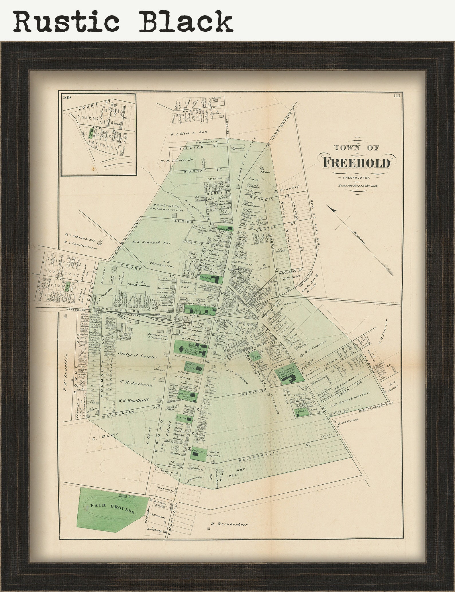 Town of FREEHOLD, New Jersey 1873 Map - Replica or Genuine ORIGINAL - Etsy