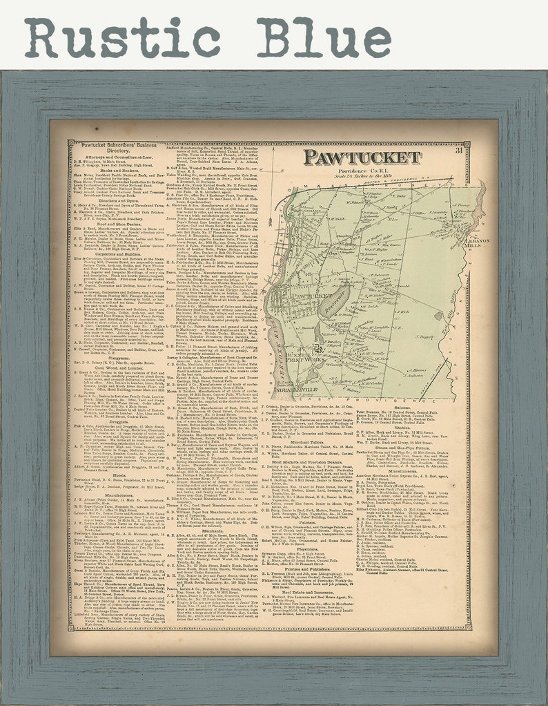 PAWTUCKET, Rhode Island 1870 Map - Etsy