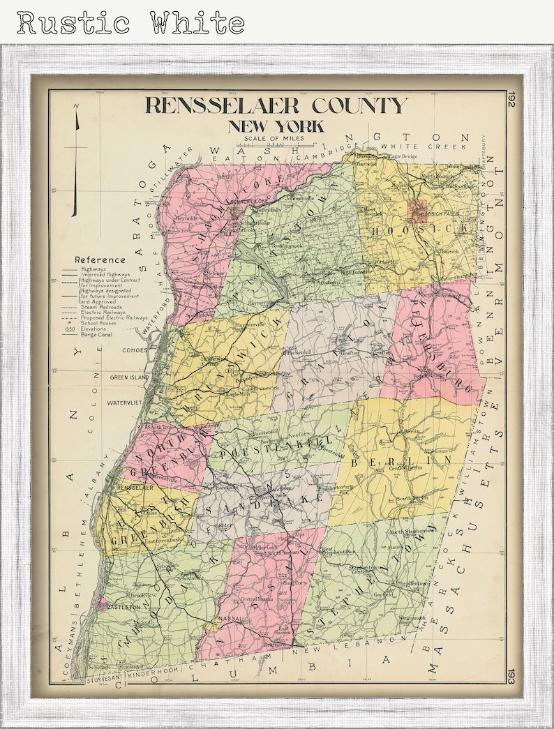 RENSSELAER County New York 1912 Map Replica or GENUINE - Etsy