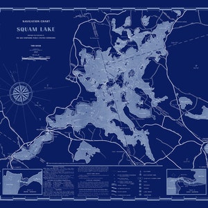 SQUAM LAKE, New Hampshire 1957 Nautical Chart Blueprint - Etsy