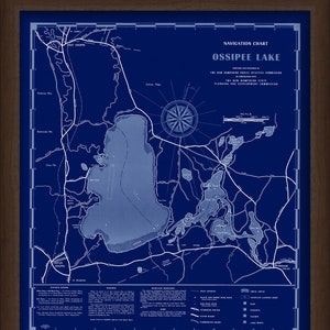 LAKE OSSIPEE, New Hampshire 1958 Nautical Chart Blueprint - Etsy