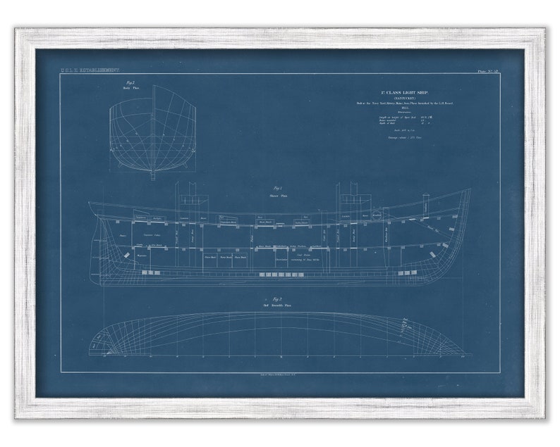 NANTUCKET LIGHTSHIP - Blueprint Drawing and Plan of the Lightship 1855 ...