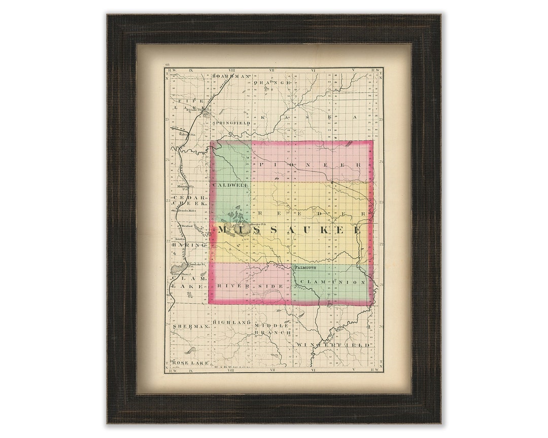 MISSAUKEE COUNTY, Michigan 1873 Map - Replica or Genuine Original - Etsy