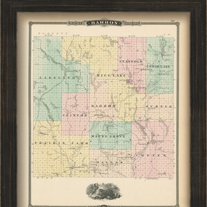 BARRON COUNTY, Wisconsin 1878 Map, Replica or Genuine Original - Etsy