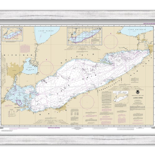 1880 Nautical Map of Lake Erie - Etsy