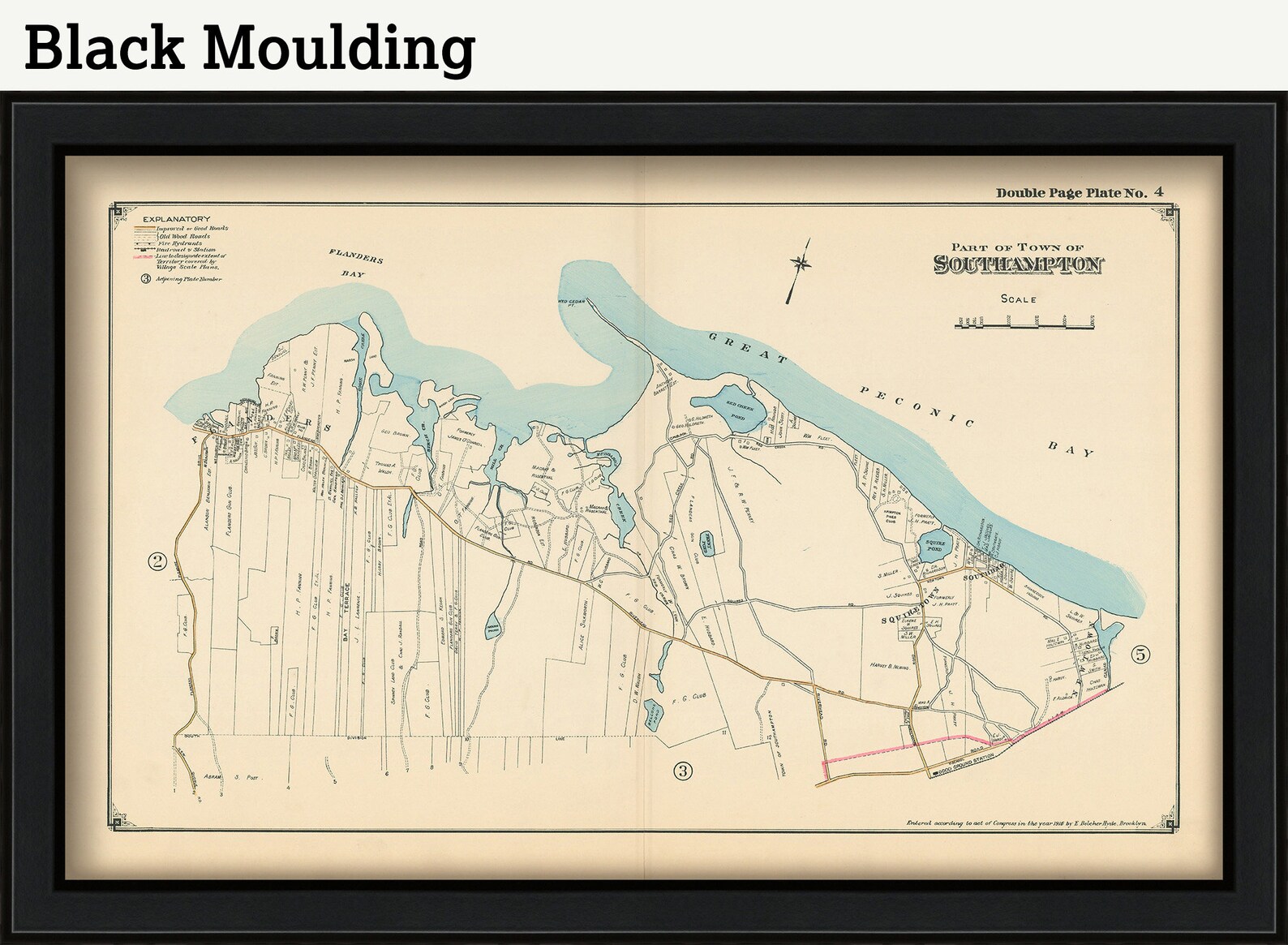 South Hampton, Great Peconic Bay, Long Island, New York Map From 1916 ...