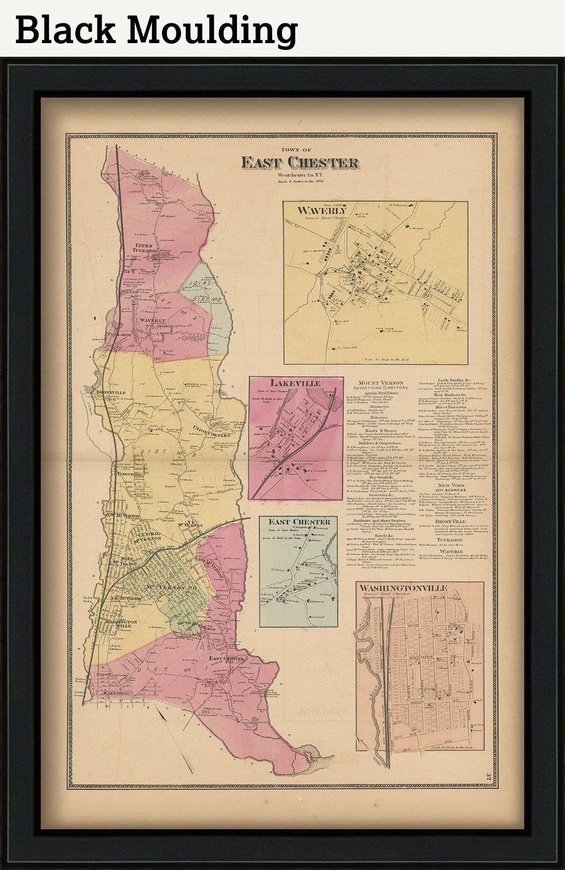 Town of EAST CHESTER, New York 1868 Map - Etsy