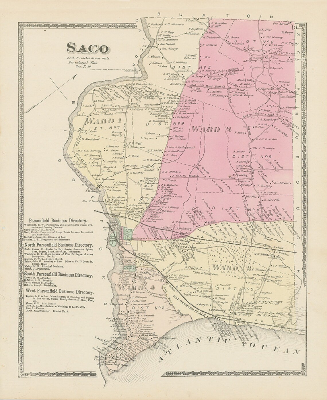 City of SACO Maine 1872 Map | Etsy