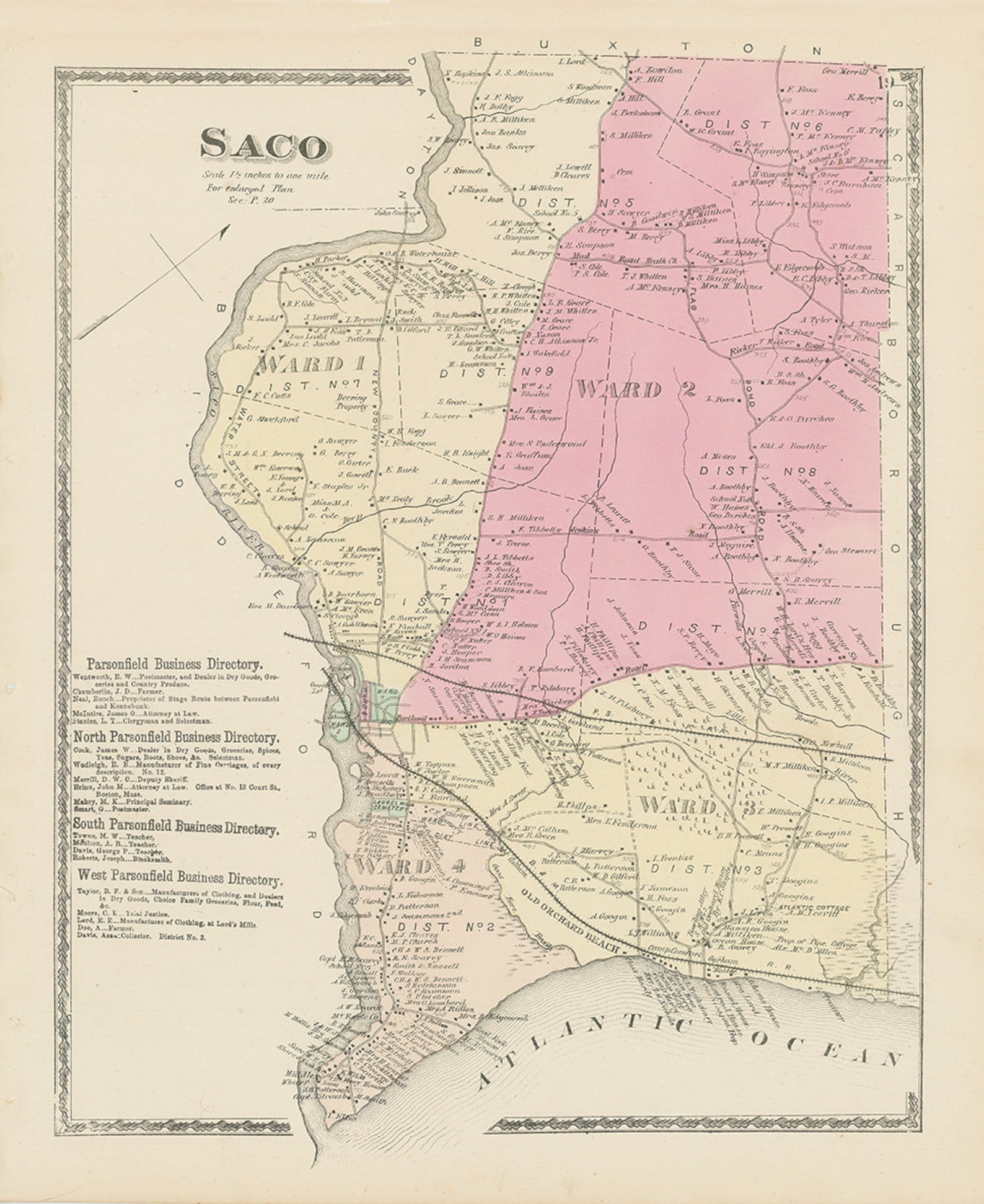City of SACO Maine 1872 Map - Etsy