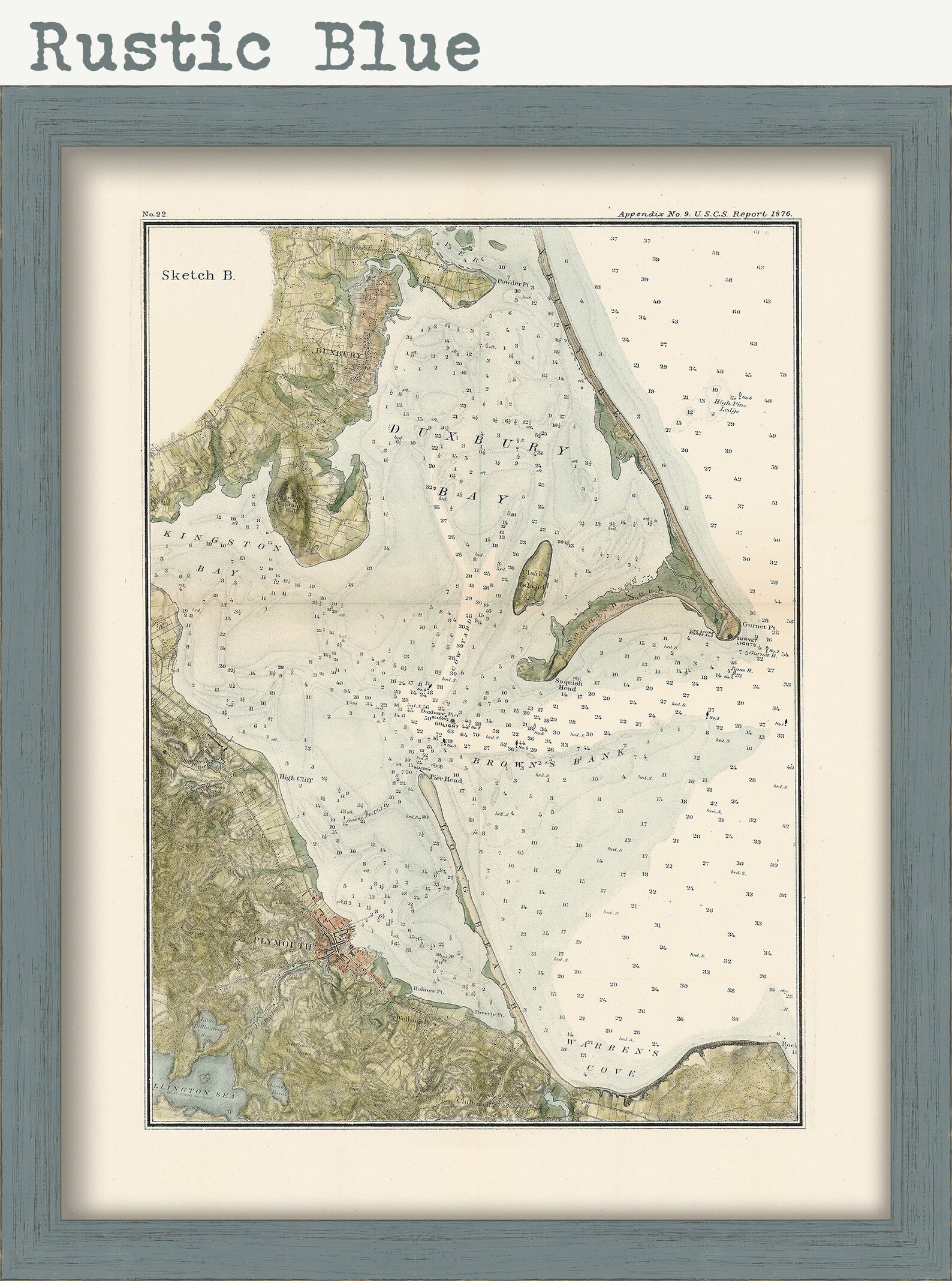 Plymouth Kingston and Duxbury Harbor 1876 Nautical Chart by | Etsy