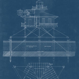 LOVE POINT LIGHTHOUSE, Maryland - Blueprint Drawing and Plan of the ...
