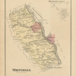 WHITEHALL, Pennsylvania 1876 Map - Replica or Genuine Original - Etsy