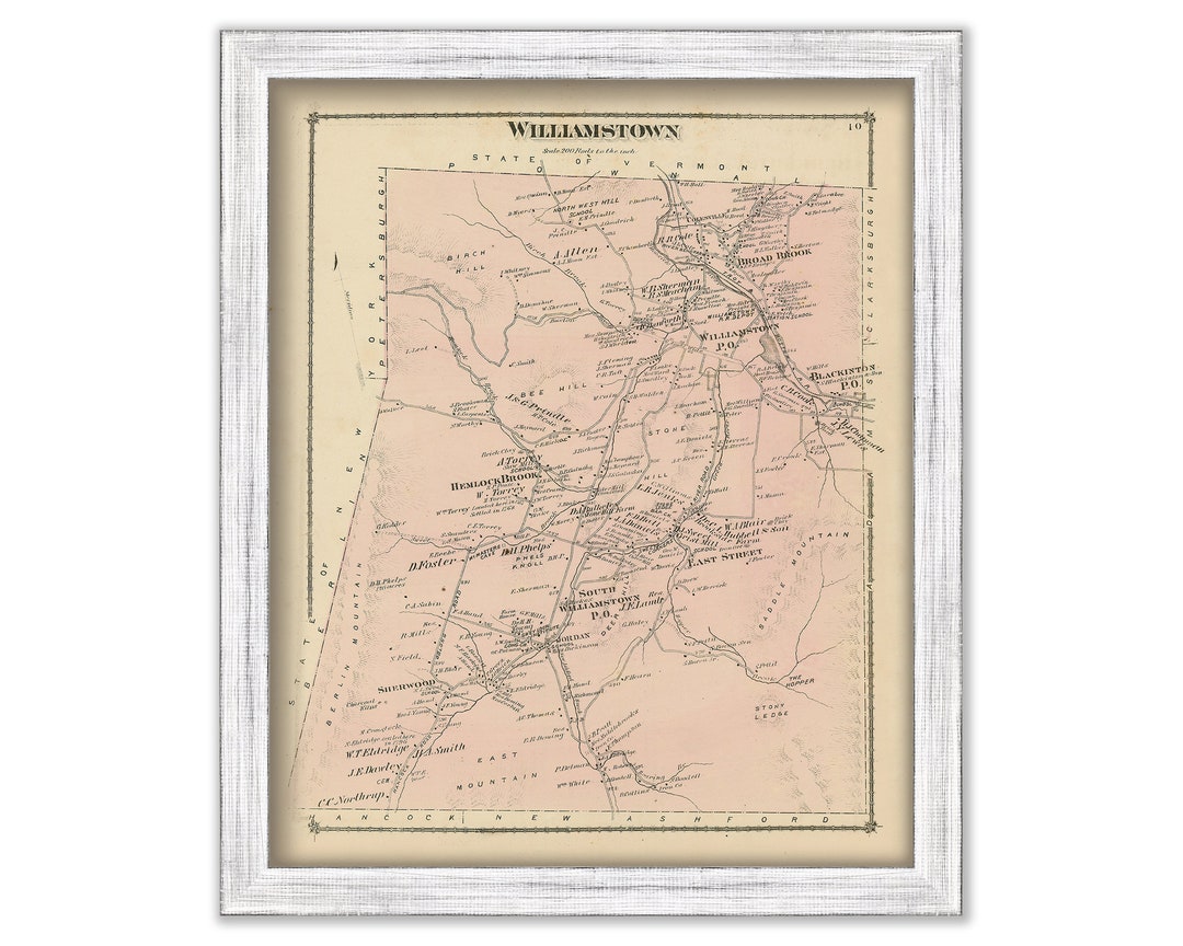 WILLIAMSTOWN, Massachusetts 1871 Map - Replica or Genuine ORIGINAL - Etsy