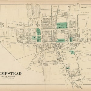 Hempstead, New York 1873 Map, Replica and GENUINE ORIGINAL - Etsy