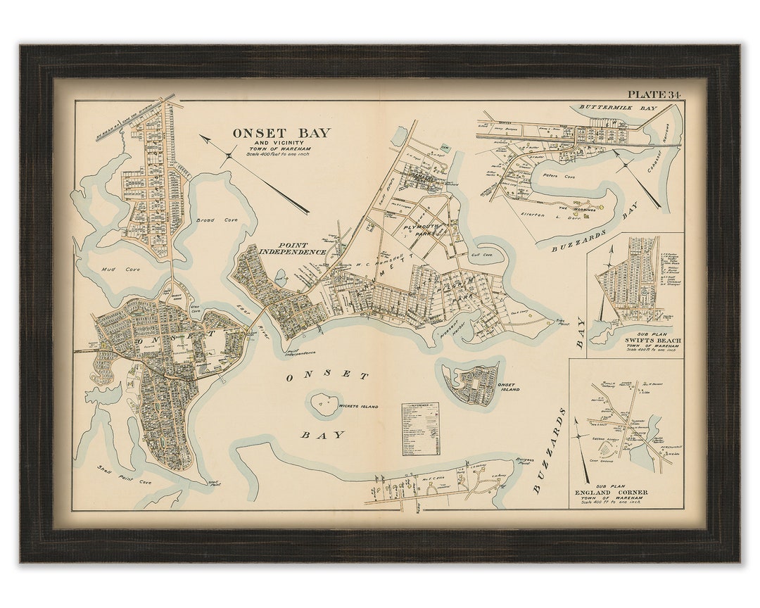 ONSET BAY, WAREHAM, Massachusetts - 1903 Map - Etsy