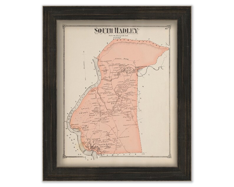 Town of SOUTH HADLEY Massachusetts 1873 Map | Etsy