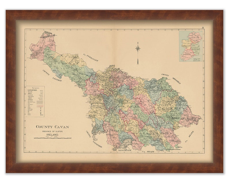 COUNTY CAVAN Ireland 1901 Map Replica or GENUINE Original | Etsy