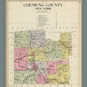 CHEMUNG County, New York 1912 Map, Replica or GENUINE ORIGINAL - Etsy
