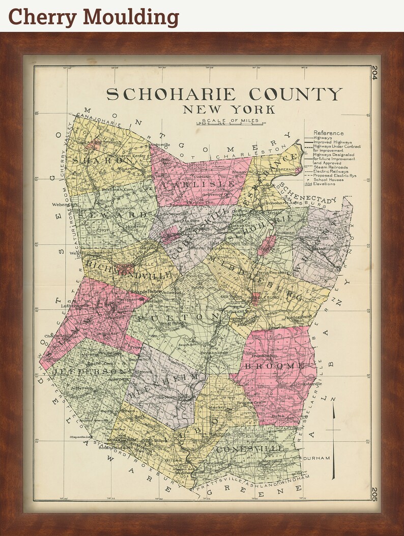 SCHOHARIE County, New York 1912 Map, Replica or GENUINE ORIGINAL - Etsy