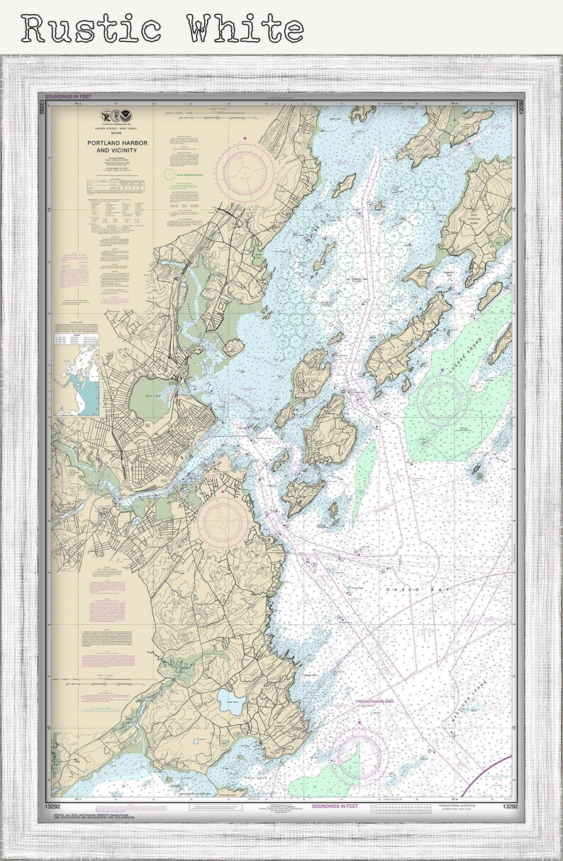 PORTLAND HARBOR Maine Nautical Chart 2018 - Etsy