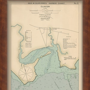 Clinton, Connecticut - Nautical Chart by George W. Eldridge Colored ...