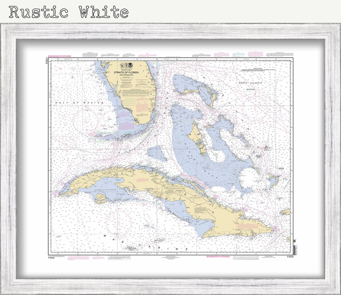 CUBA, the BAHAMAS and FLORIDA - 2012 Nautical Chart - Etsy