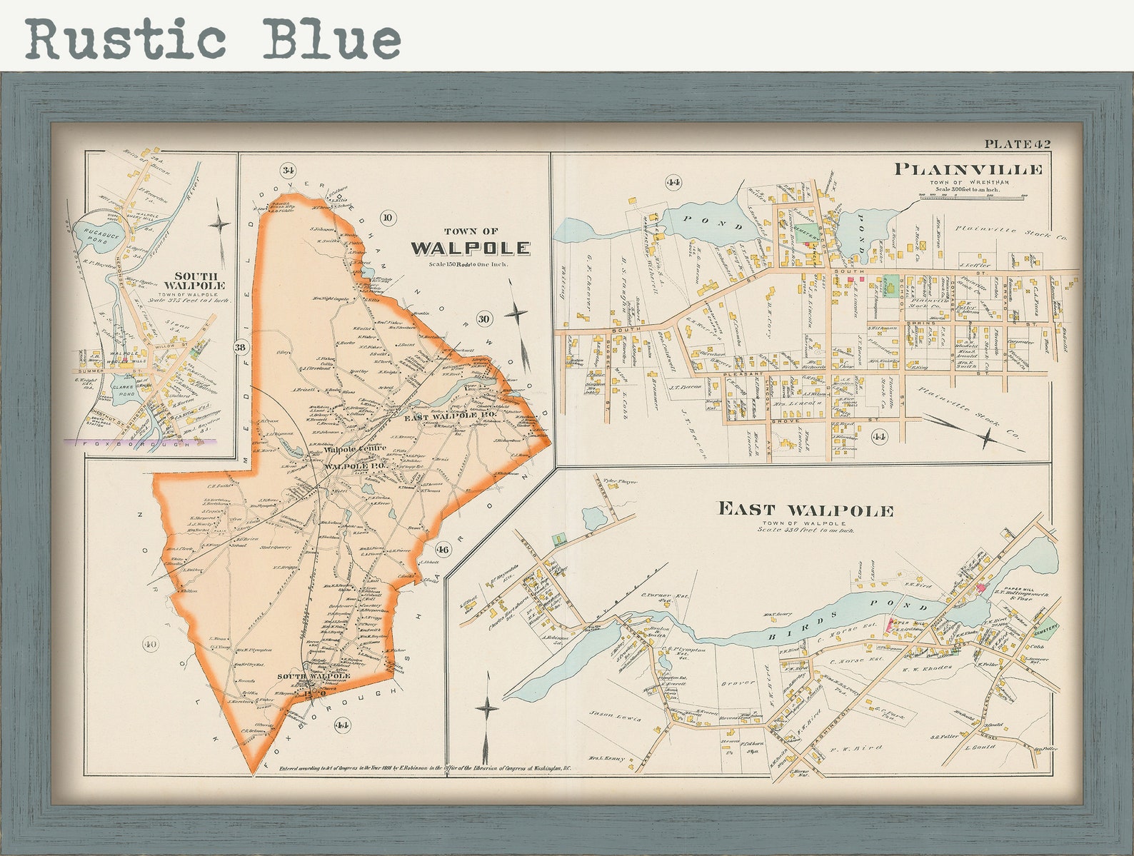 Town and Villages of WALPOLE Massachusetts 1888 Map | Etsy