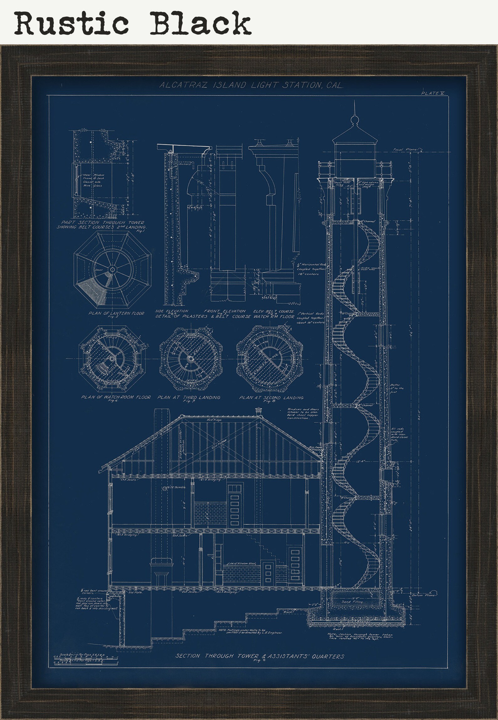 ALCATRAZ ISLAND LIGHTHOUSE California Blueprint Drawing and - Etsy